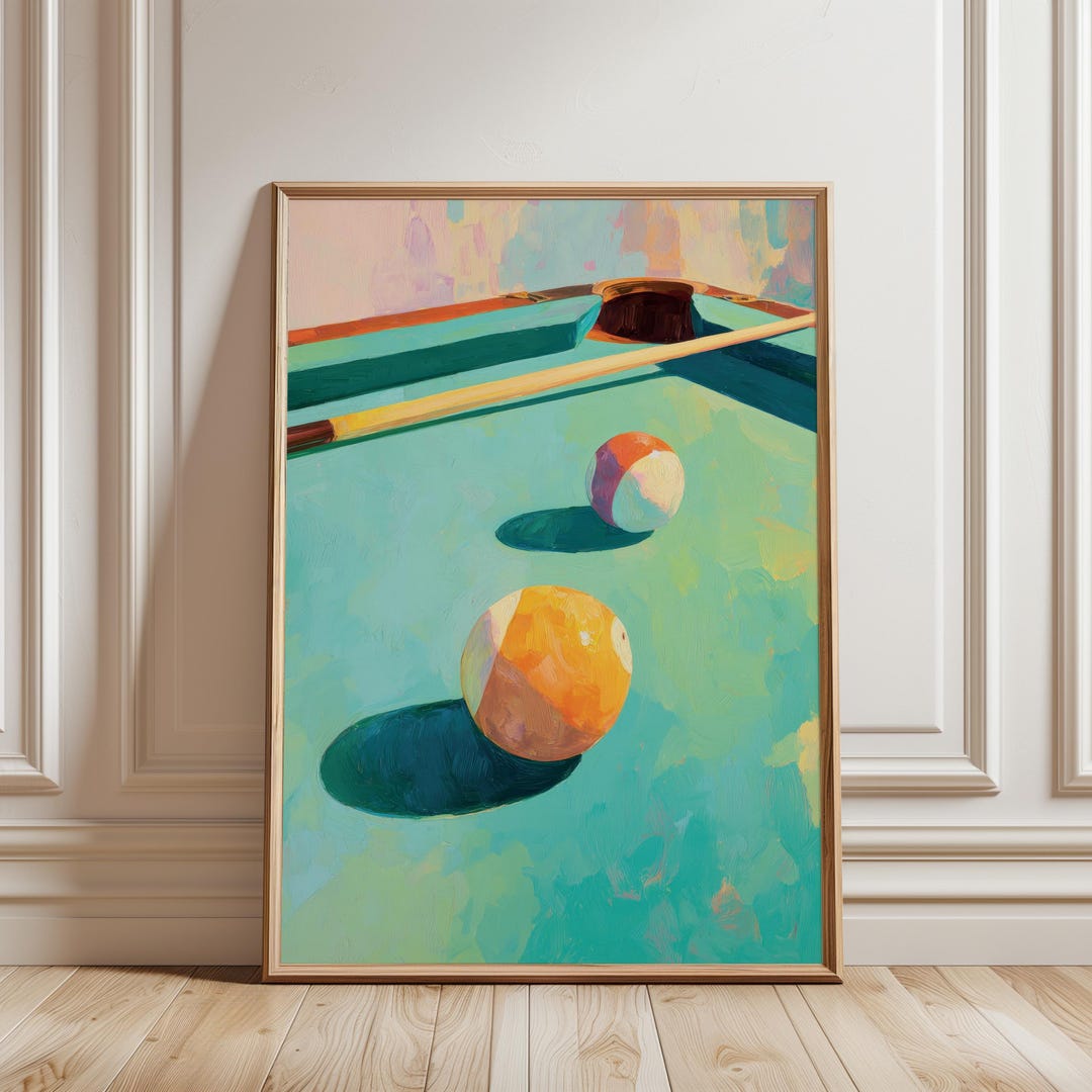 Billiards Art Printable Poster, Modern Pool Table Artwork, Minimal ...