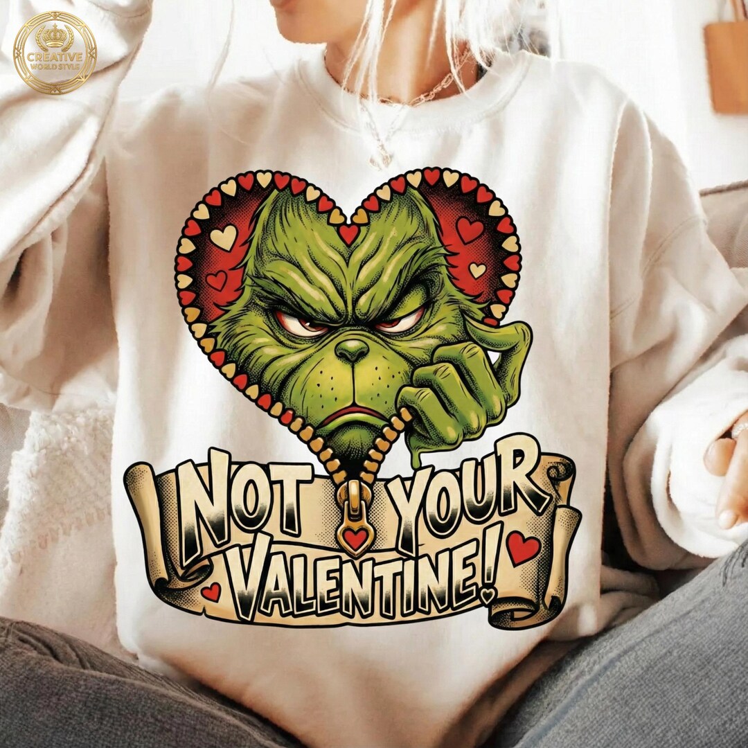 Vintage Anti-valentine | Funny Grinch PNG | Not Your Valentine ...