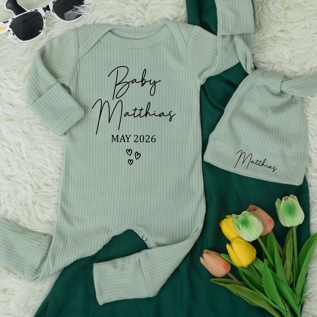 Personalized Name Birth Date Long Sleeve Bodysuit, Custom Newborn Baby ...