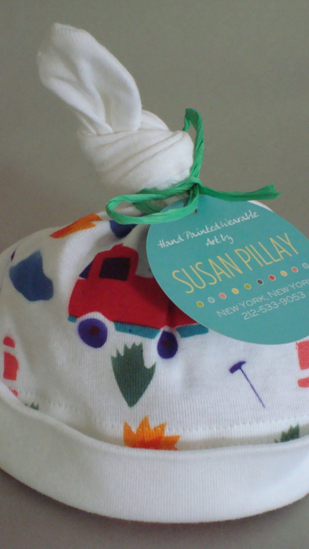 Hand Painted Fire Truck Knot Hat - Etsy