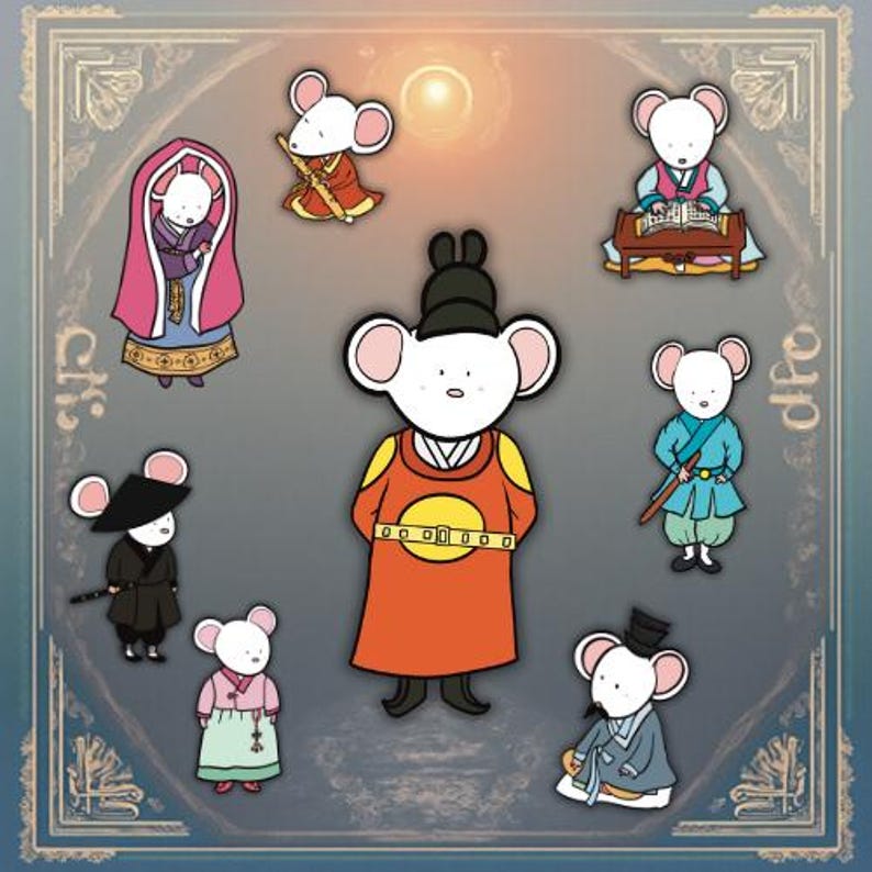 K-drama Mice Clipart PNG | Korean Hanbok Mouse (digital Download) - Etsy