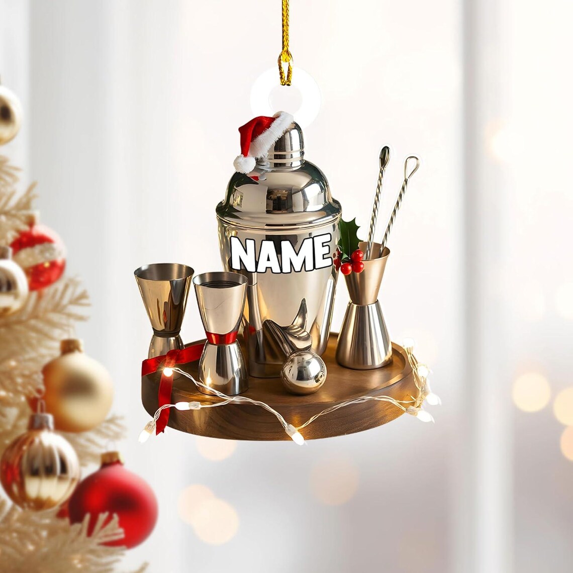 Personalized Bartender Acrylic Ornament, Custom Name, Christmas Tree ...