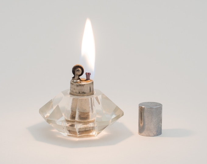Allbright Octagonal Crystal Glass Table Lighter NOS - Etsy
