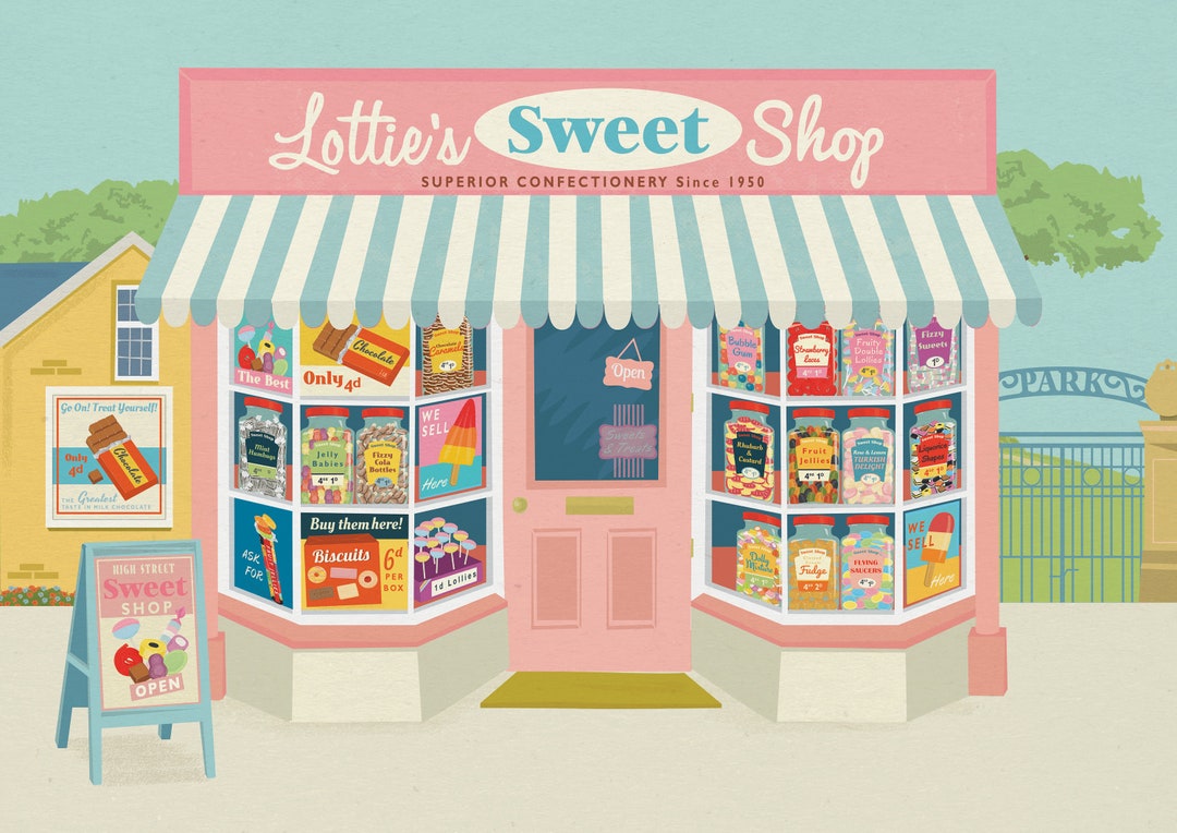 A3 Personalised Sweet Shop Fine Art Print - Etsy