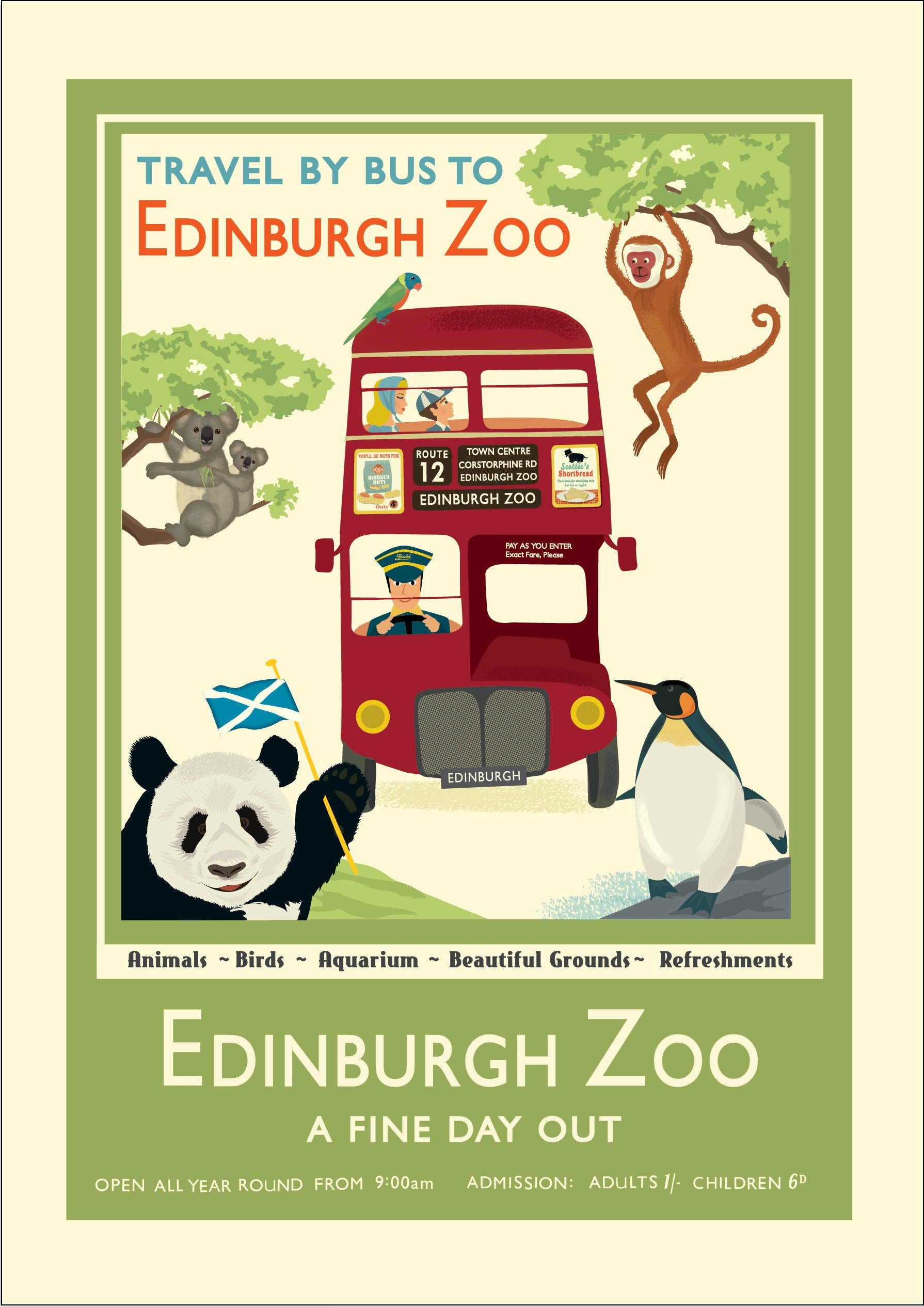 Edinburgh Zoo Fine Art Print A4 A3 A2 - Etsy
