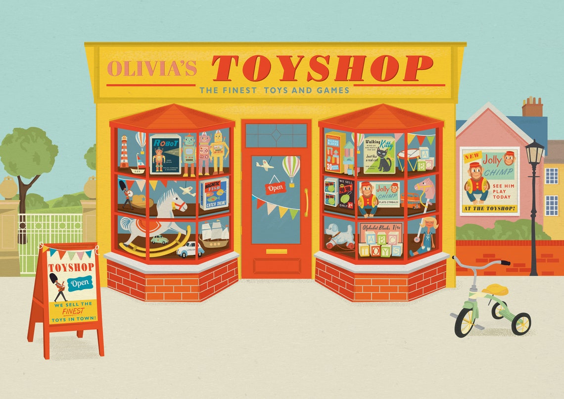 Shop Front Art Print the Toy Shop Personalised A3 - Etsy