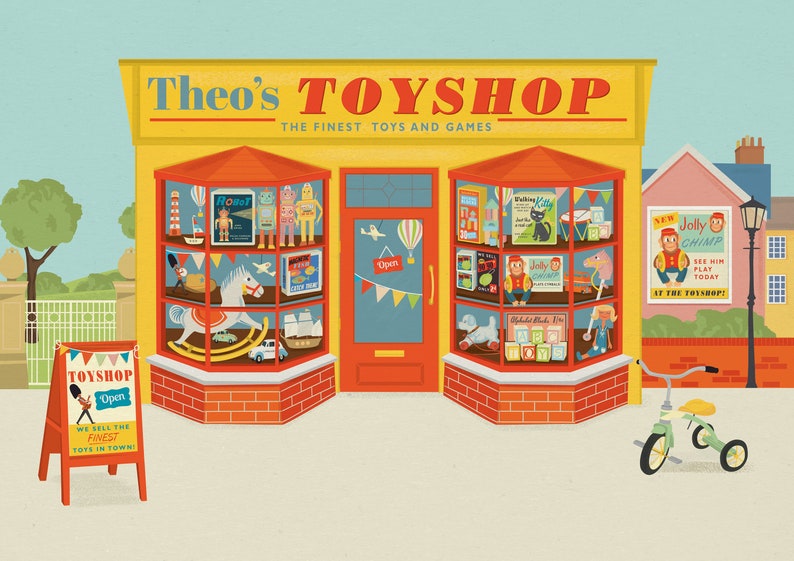 Shop Front Art Print the Toy Shop Personalised A3 - Etsy