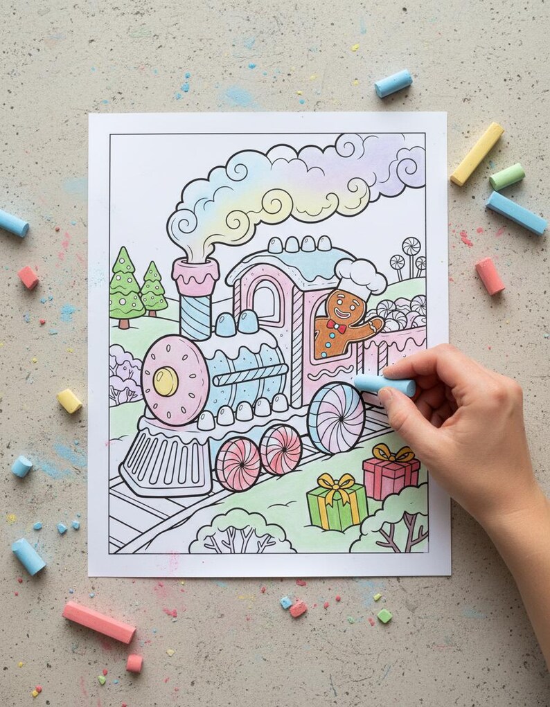 Gingerbread Christmas Coloring Pages • Holiday Kids Printable (PDF) - Etsy