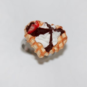 Chocolate Waffle Ring Food Ring Kawaii Ring Heart Waffle Ring Food ...