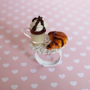 Coffee and Croissant Ring - Cafe Latte Ring - Coffee Jewelry - Gift for ...