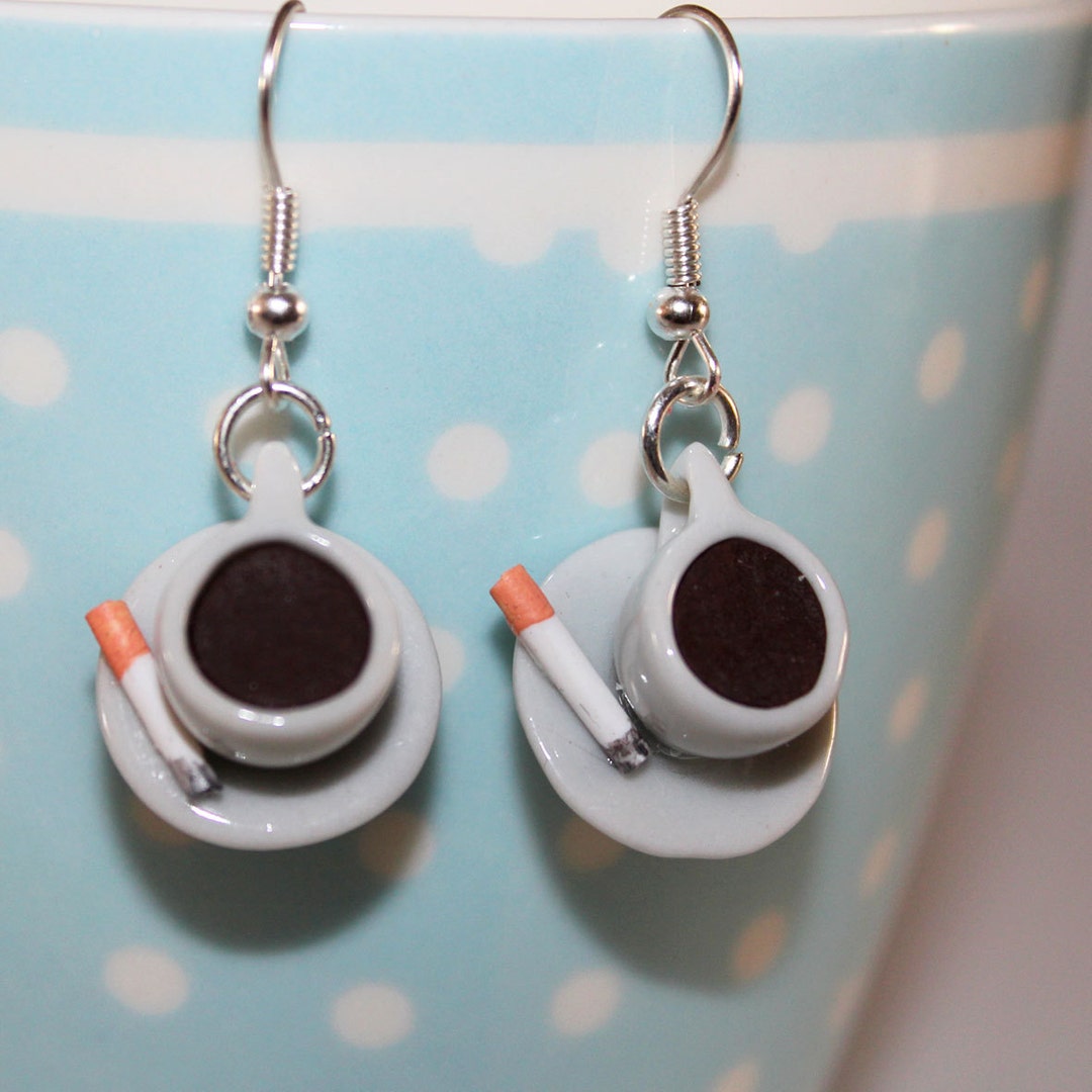 Cup of Coffee Earrings Coffee Earrings Kawaii Earrings Cigarette and ...