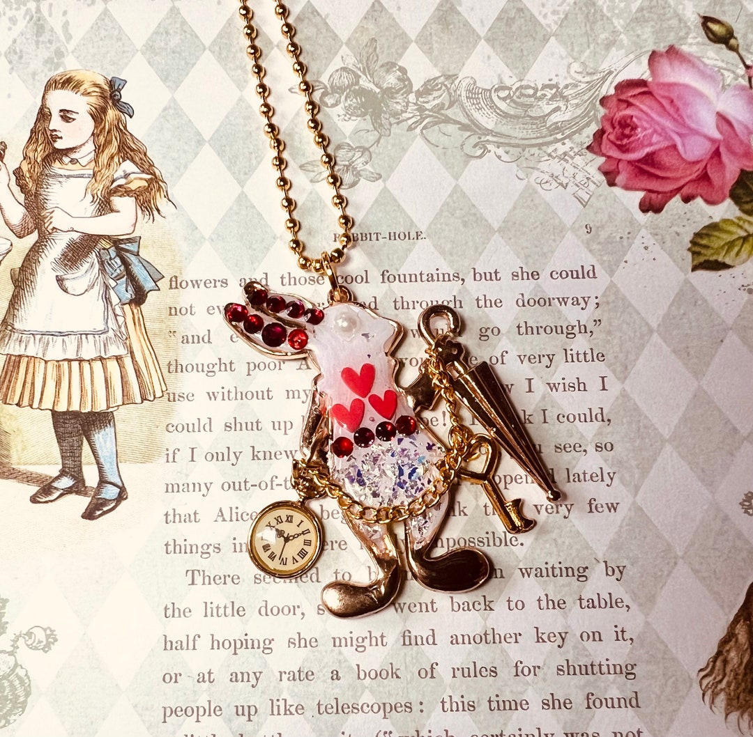 Alice in Wonderland Necklace Rabbit Bezel Necklace Kawaii Resin Bunny ...