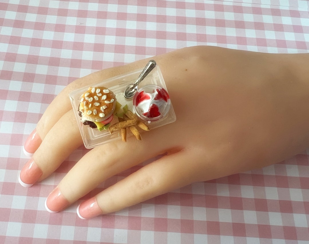 Hamburger Ring - Cheeseburger Ring-junk Food Ring-junk Food Jewelry ...