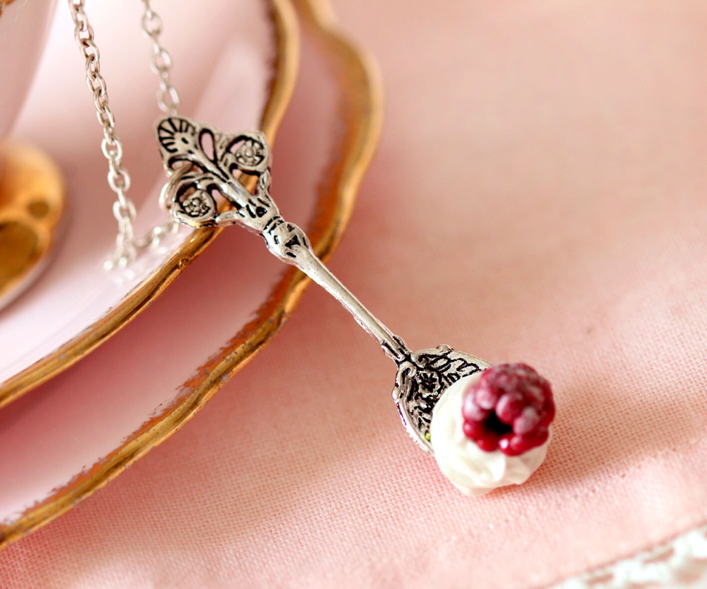 Raspberry Necklace - Realistic Raspberry Pendant - Sweet Food Necklace ...