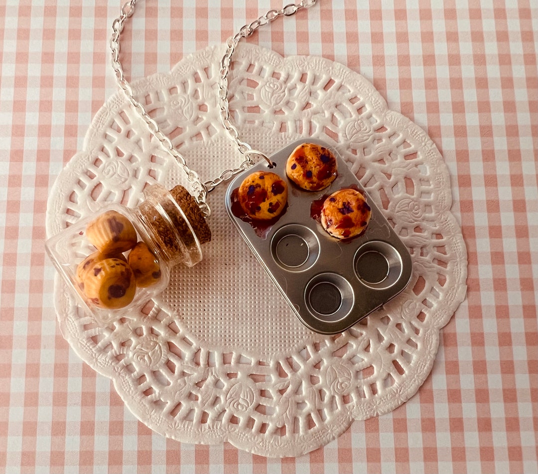 Muffin Necklace - Muffins Charms Bakery Necklace - Food Necklace ...