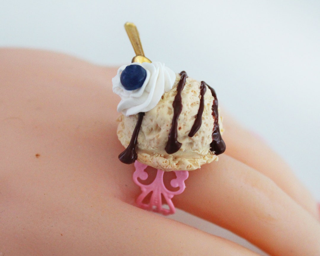Ice Cream Ring - Ice Cream Scoop Ring - Food Ring - Vanilla Ice Cream ...