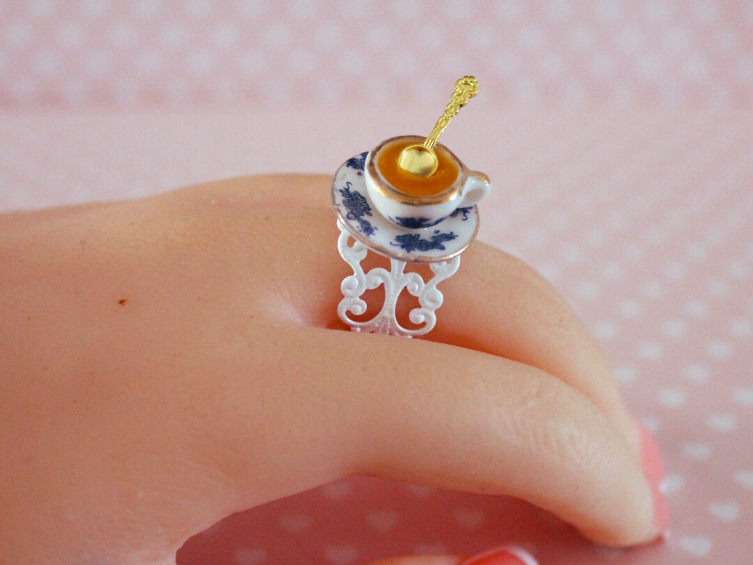 Tea Party Ring - Alice in Wonderland Ring - Tea Cup Ring - Food Jewelry - Food Ring - Tea Party ...