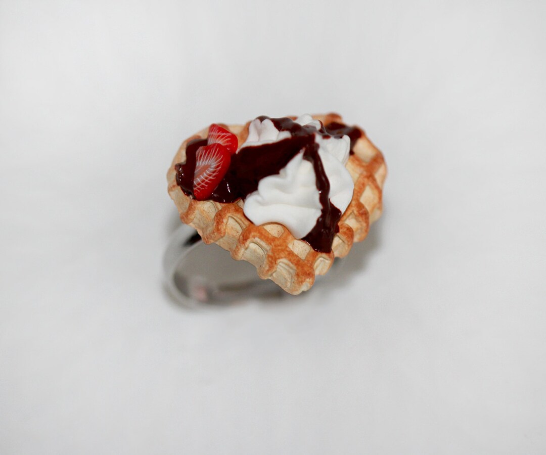 Chocolate Waffle Ring - Food Ring - Kawaii Ring - Heart Waffle Ring ...