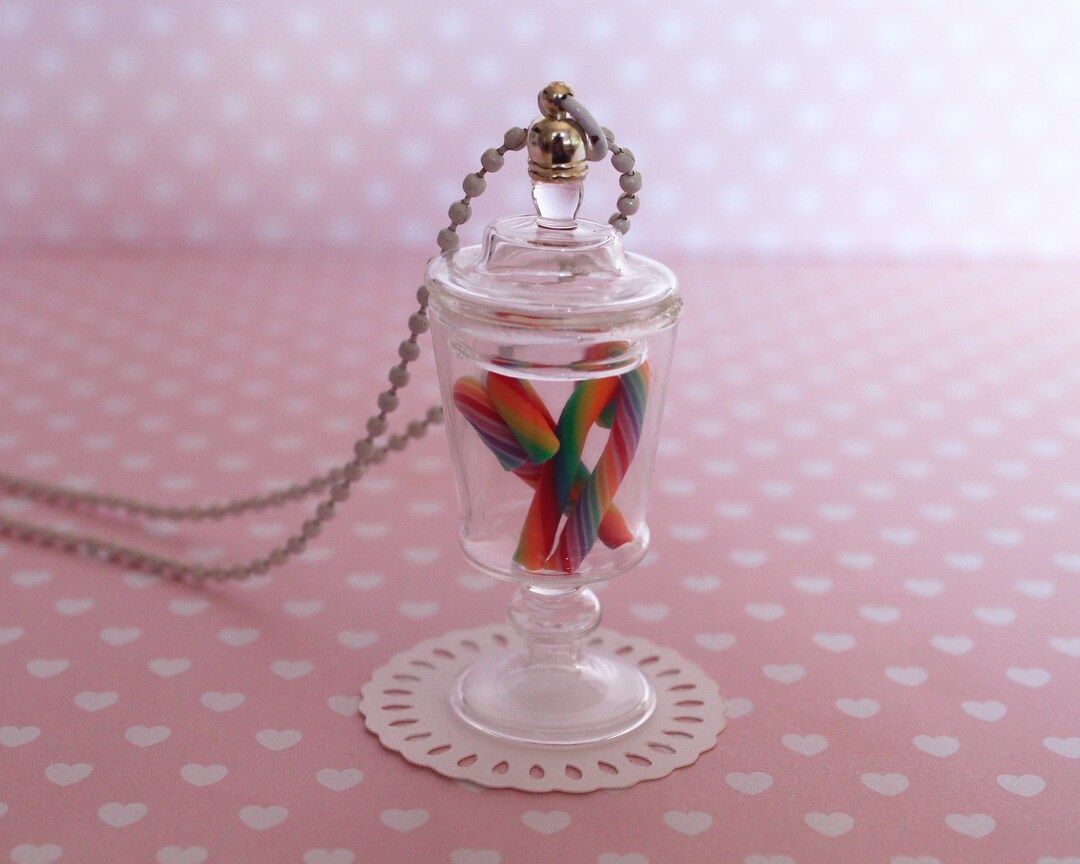 Candy Jar Necklace -rainbow Candy Bottle Necklace - Candy Cane Kawaii ...