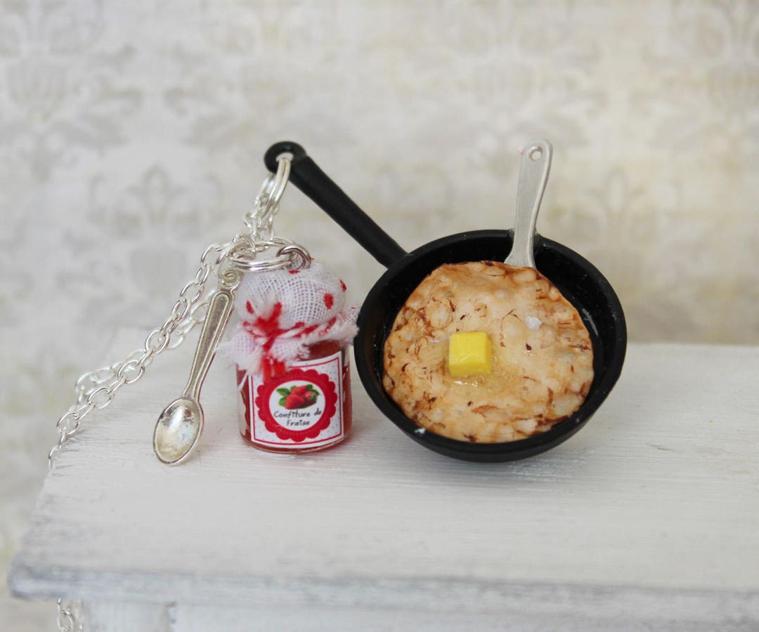 French Crepe Necklace - Food Necklace - Kawaii Necklace - Strawberry ...