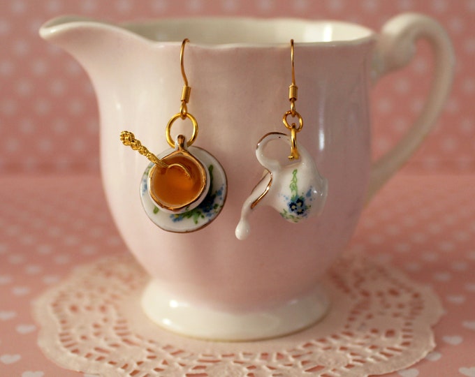 Tea Party Earrings-milk Tea Earrings-milk Jug and Tea - Etsy