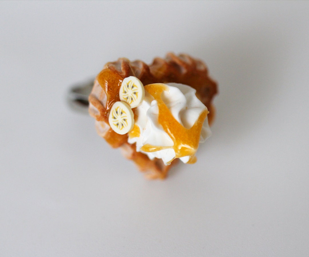 Waffle Ring - Food Ring - Maple Syrup and Bananas Waffle Ring- Kawaii ...