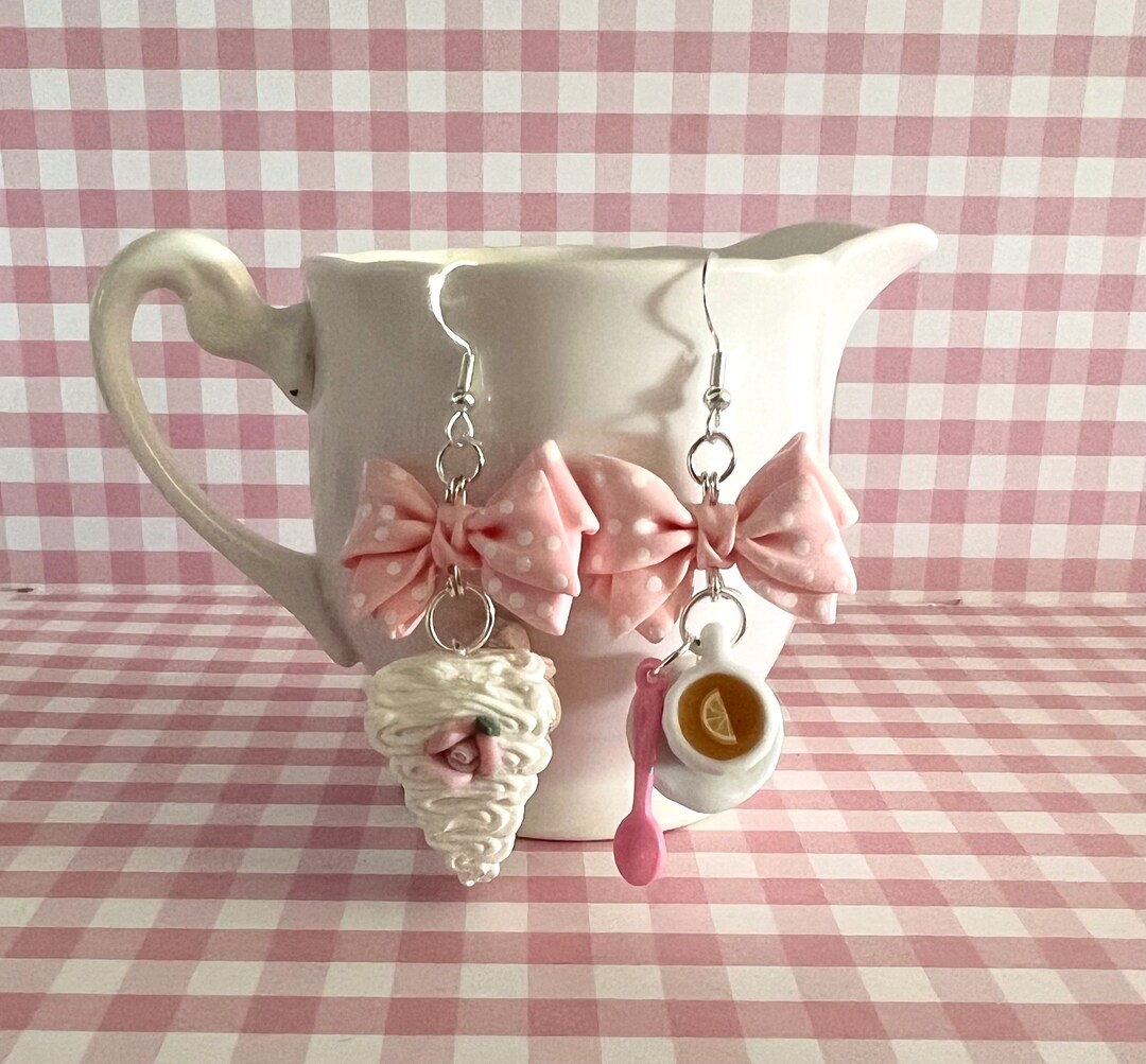 Pastry Earrings - Tea Party Earrings - White Cake Jewelry - Pastry and ...