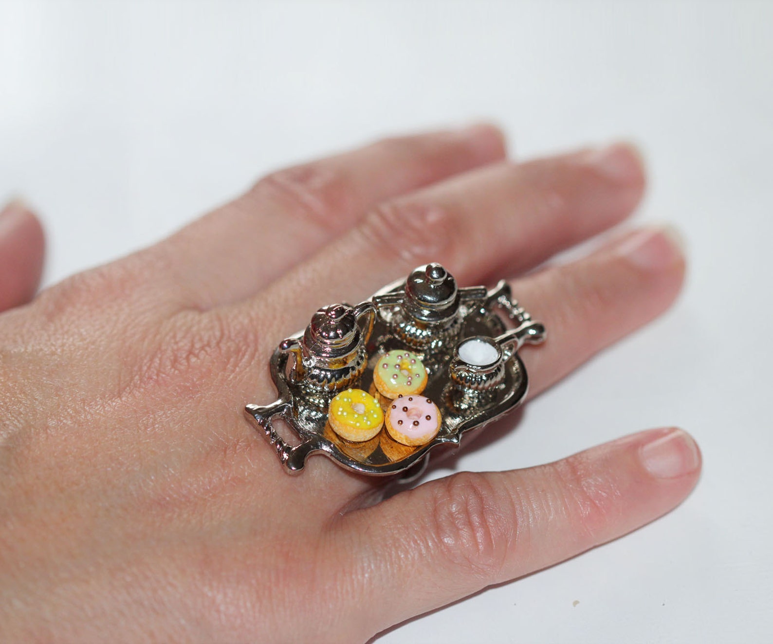 Tea Party Ring Donut Ring Food Ring Miniature Food - Etsy