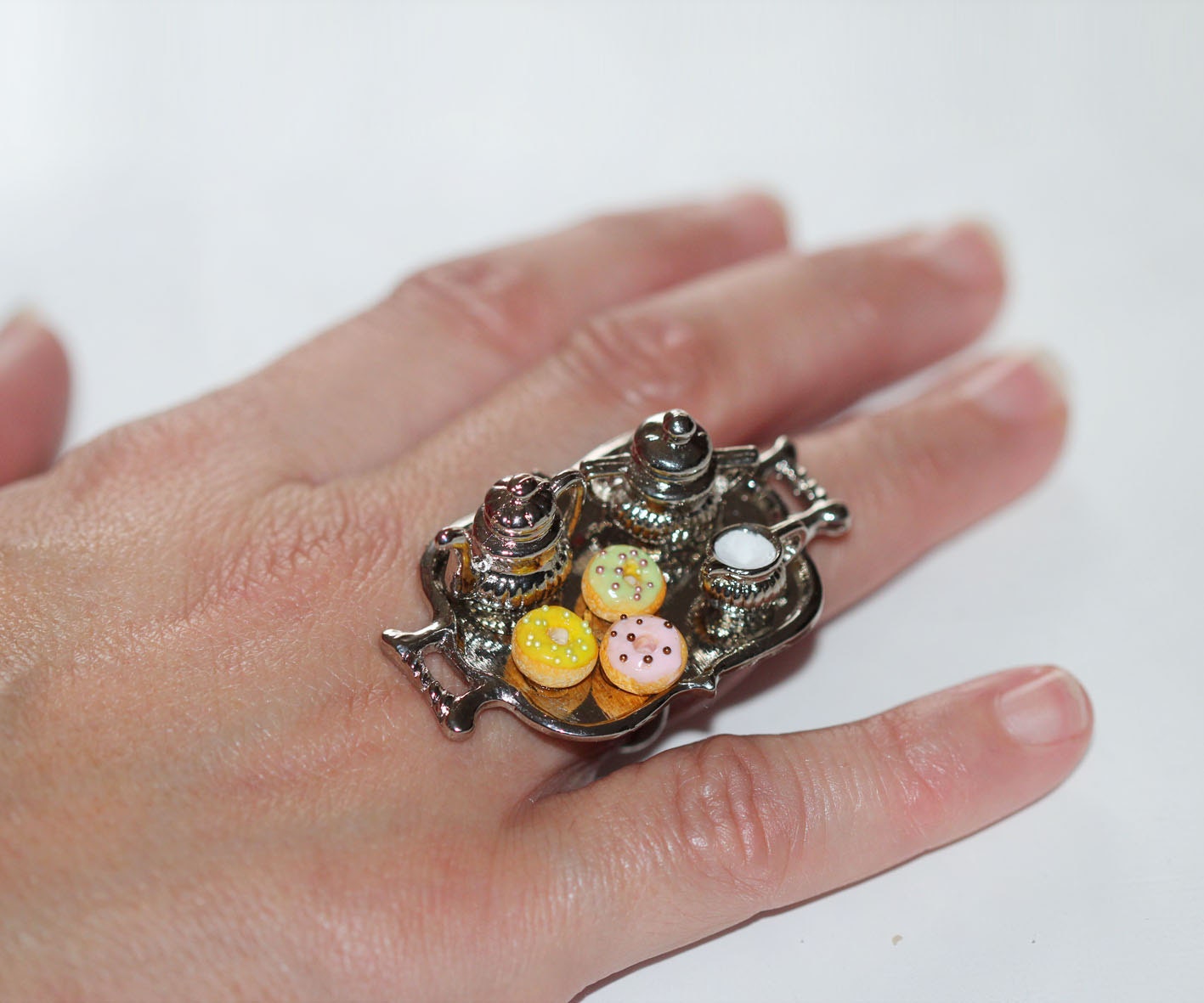 Tea Party Ring Donut Ring Food Ring Miniature Food - Etsy