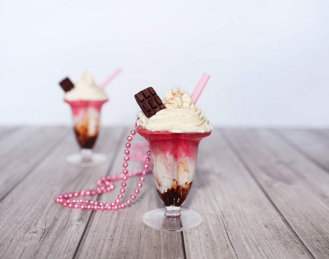 Milkshake Necklace-neapolitan Milkshake Necklace-miniature Food Pendant ...