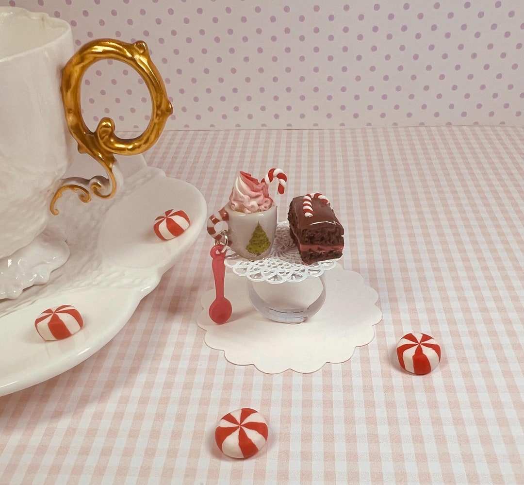 Christmas Ring - Candy Cane Pastry Ring - Christmas Cake Jewelry - Mini ...