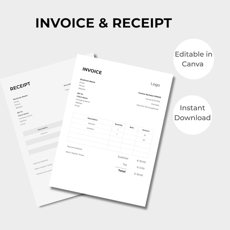 Canva Invoice & Receipt Template | Editable Small Business Forms ...
