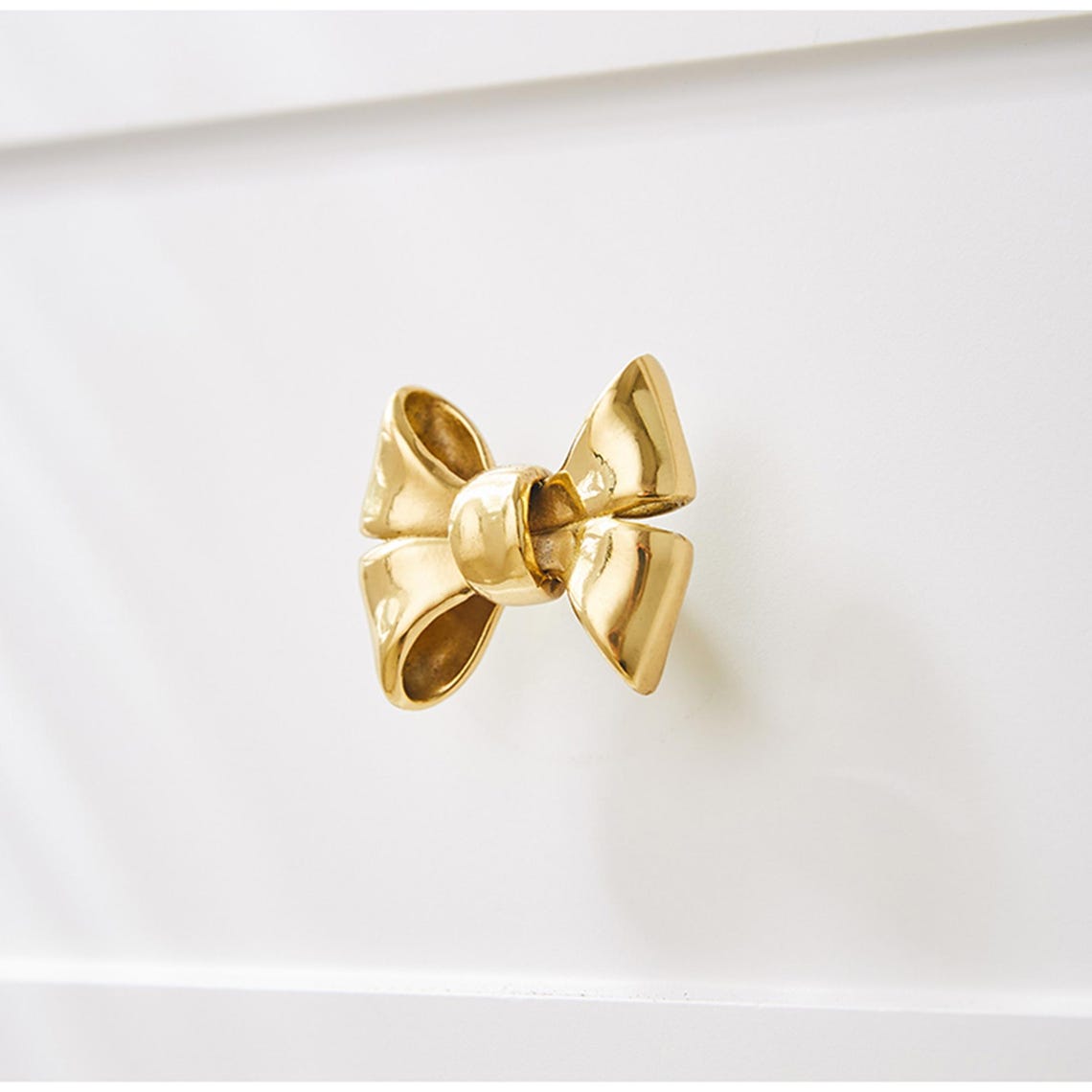 Brass Bow Knob: Dresser Drawer Hardware, Sleek Kitchen Cabinet Accent ...
