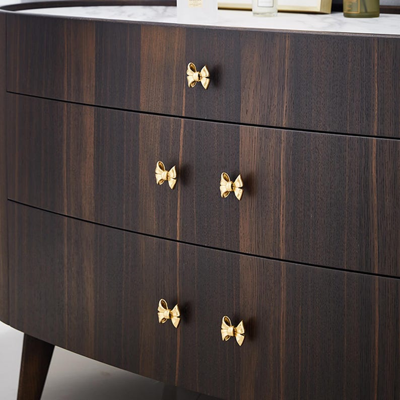 Brass Bow Knob: Dresser Drawer Hardware, Sleek Kitchen Cabinet Accent ...