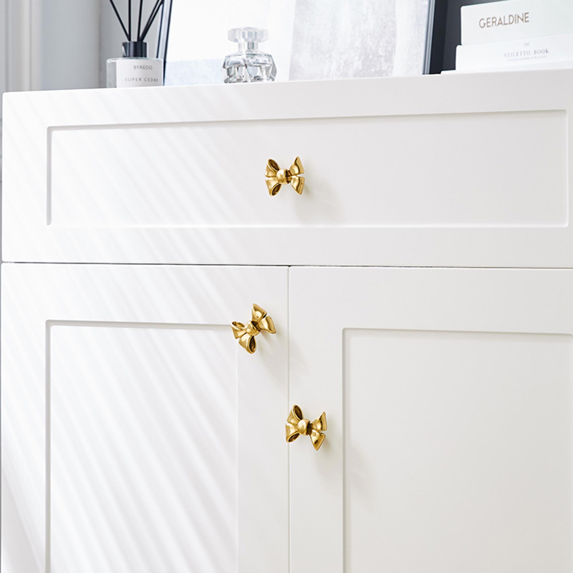 Brass Bow Knob: Dresser Drawer Hardware, Sleek Kitchen Cabinet Accent ...