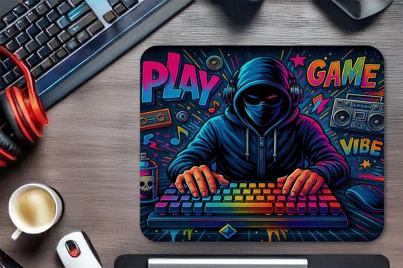 RGB Keyboard Graffiti Desk Mat | XL Gaming Mouse Pad - Etsy