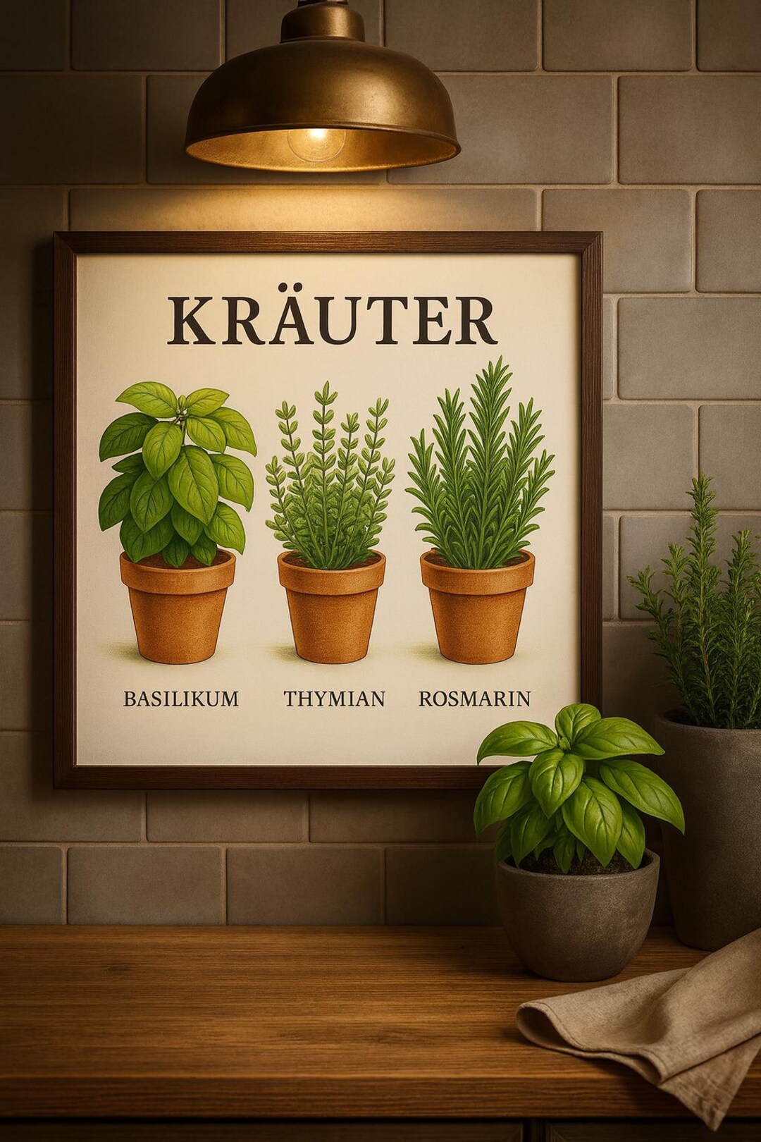 Herb Kitchen Wall Art Printable – Herb Poster Basil Thyme Rosemary ...