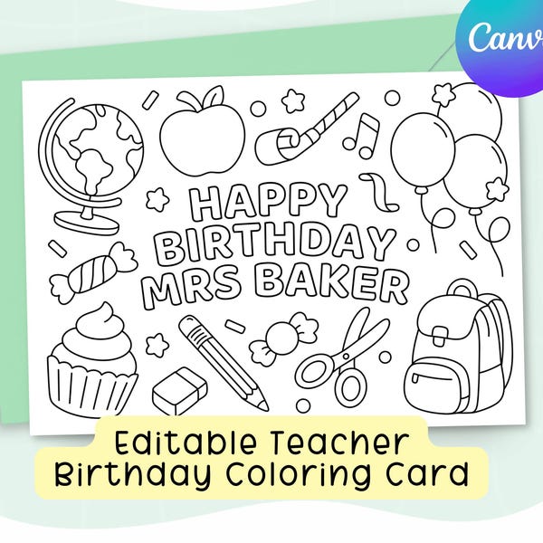 Teacher Birthday Card - Etsy