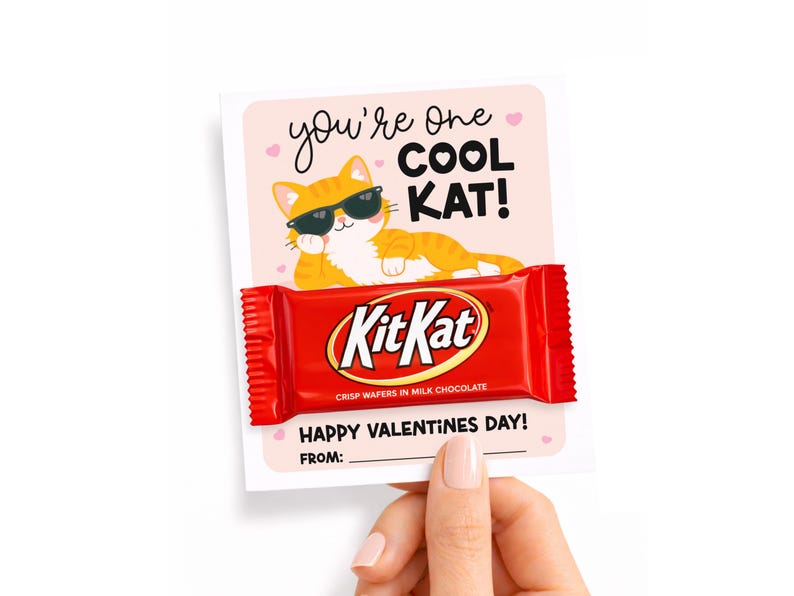Kit Cat Valentines Day Card Printable, Kids Valentines Classroom ...