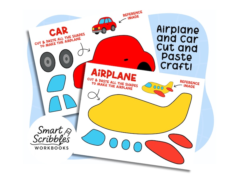 Build an Airplane and Car Cut and Paste Craft for Kids, Prek to 2nd ...