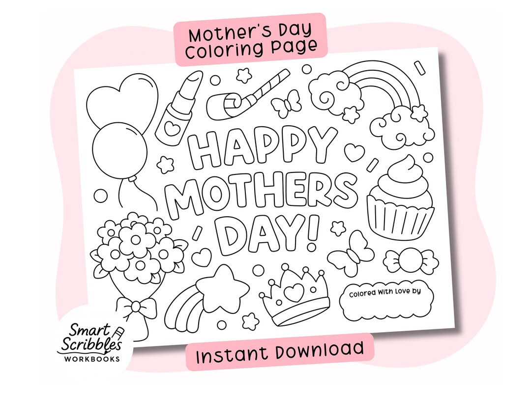 Happy Mother's Day Coloring Page Printable, Mother's Day Preschool ...