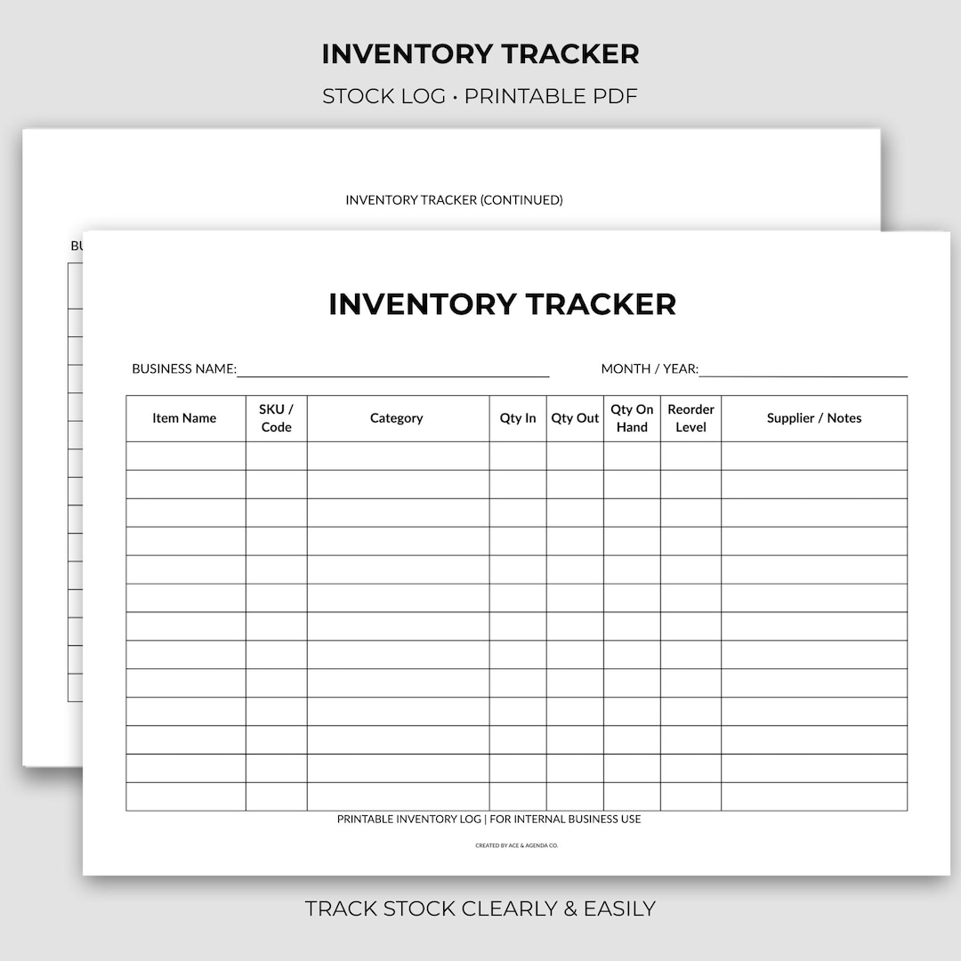 Inventory Tracker Printable | Stock Log PDF | Small Business Inventory ...