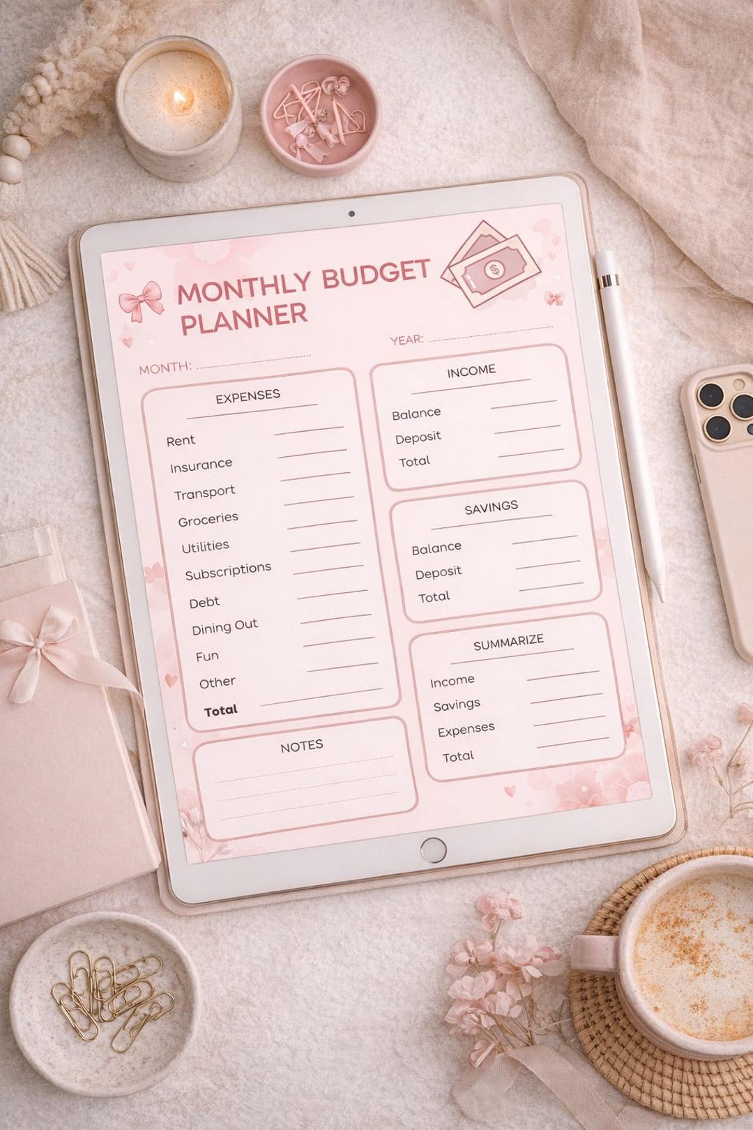 Monthly Budget Planner Printable | Simple Finance Tracker - Etsy