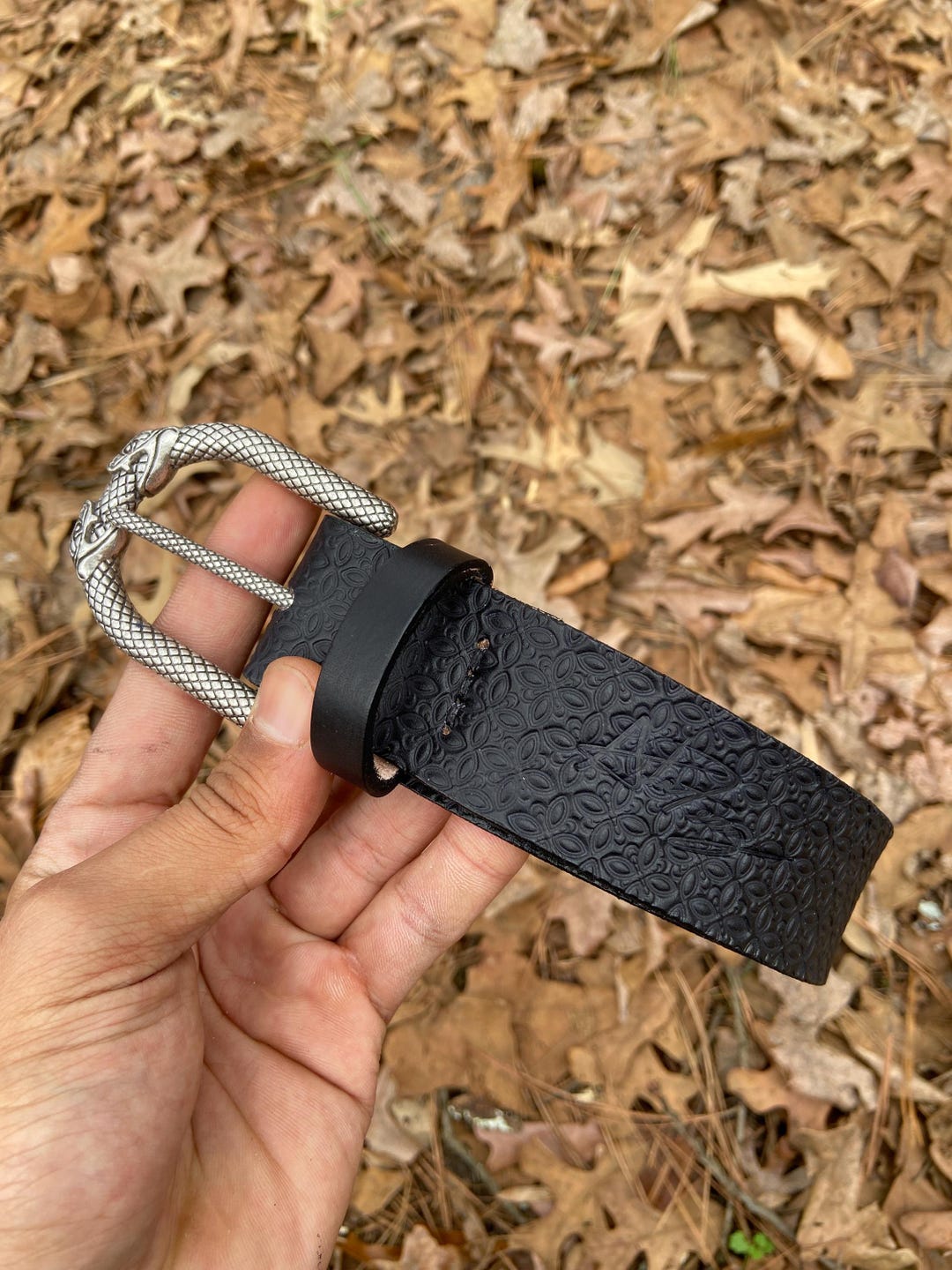 Black Embossed Belt (raw Edges) - Etsy