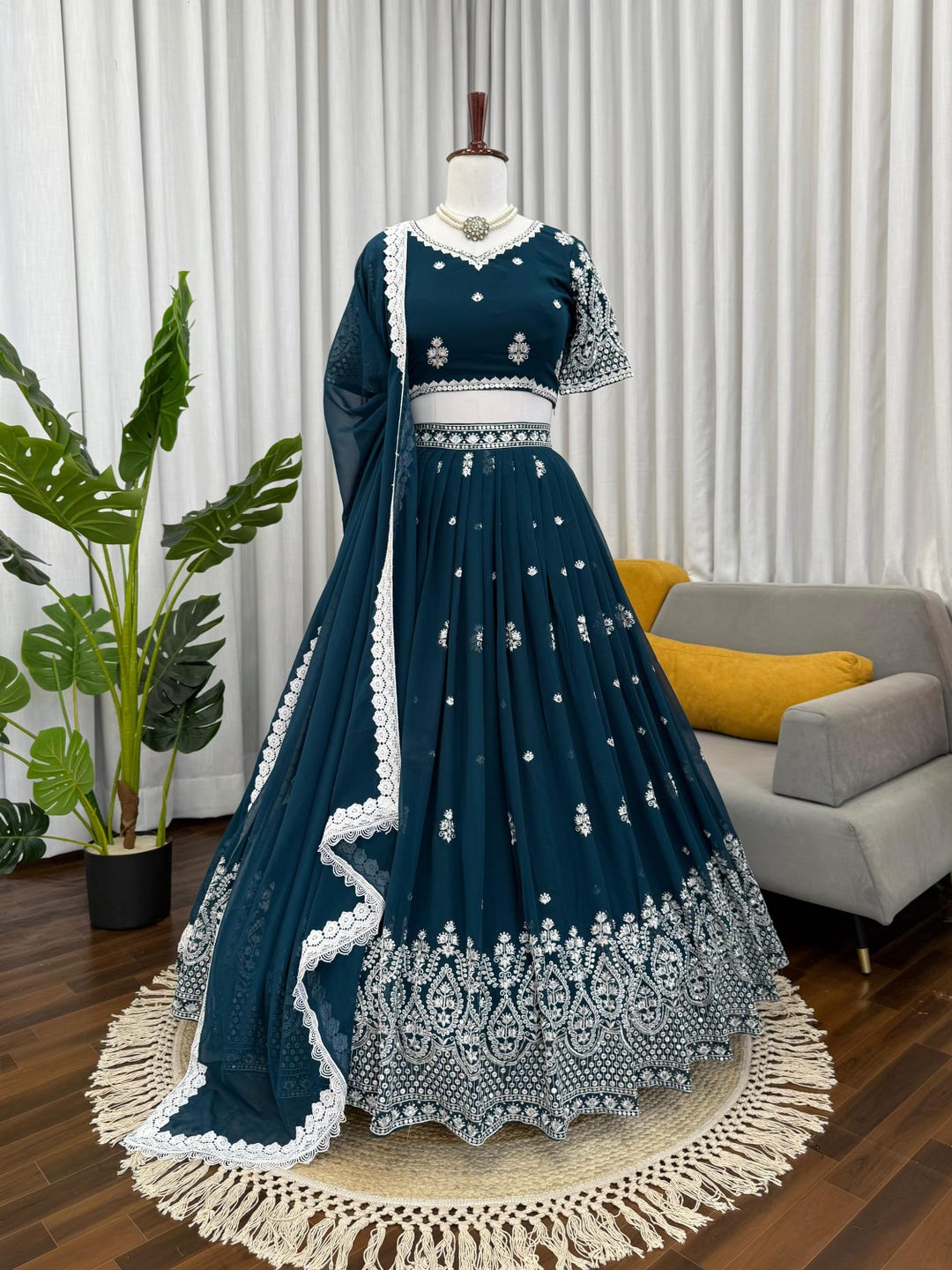 Heavy Embroidered Lehenga Choli Wedding Dress Chaniya Choli Georgette ...