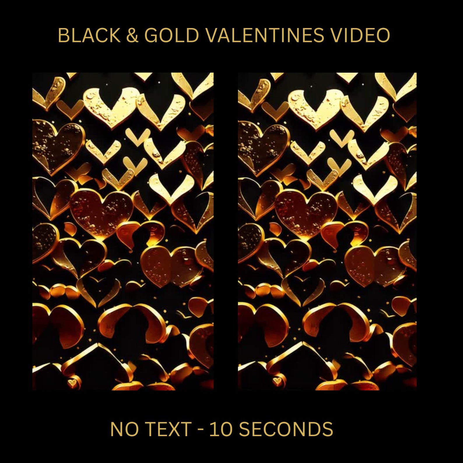 Black and Gold Heart 10s Valentine Video - No Text - Etsy