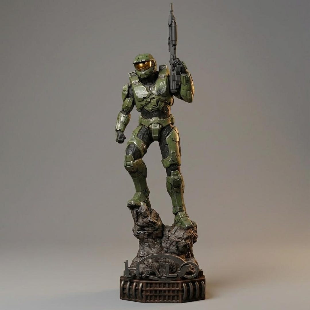 Master Chief Inspired 3D STL File | Sci-fi Soldier Statue | High Detail ...