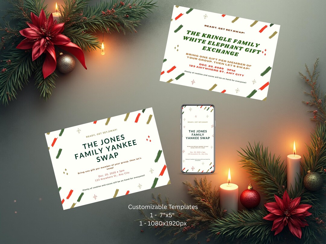 Yankee Swap Invitation Template | Editable Christmas Party Invite ...