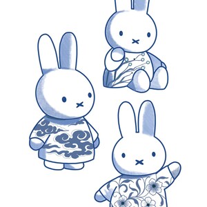 Miffy Inspired Porcelain Art Print A4 250gsm Cotton - Etsy