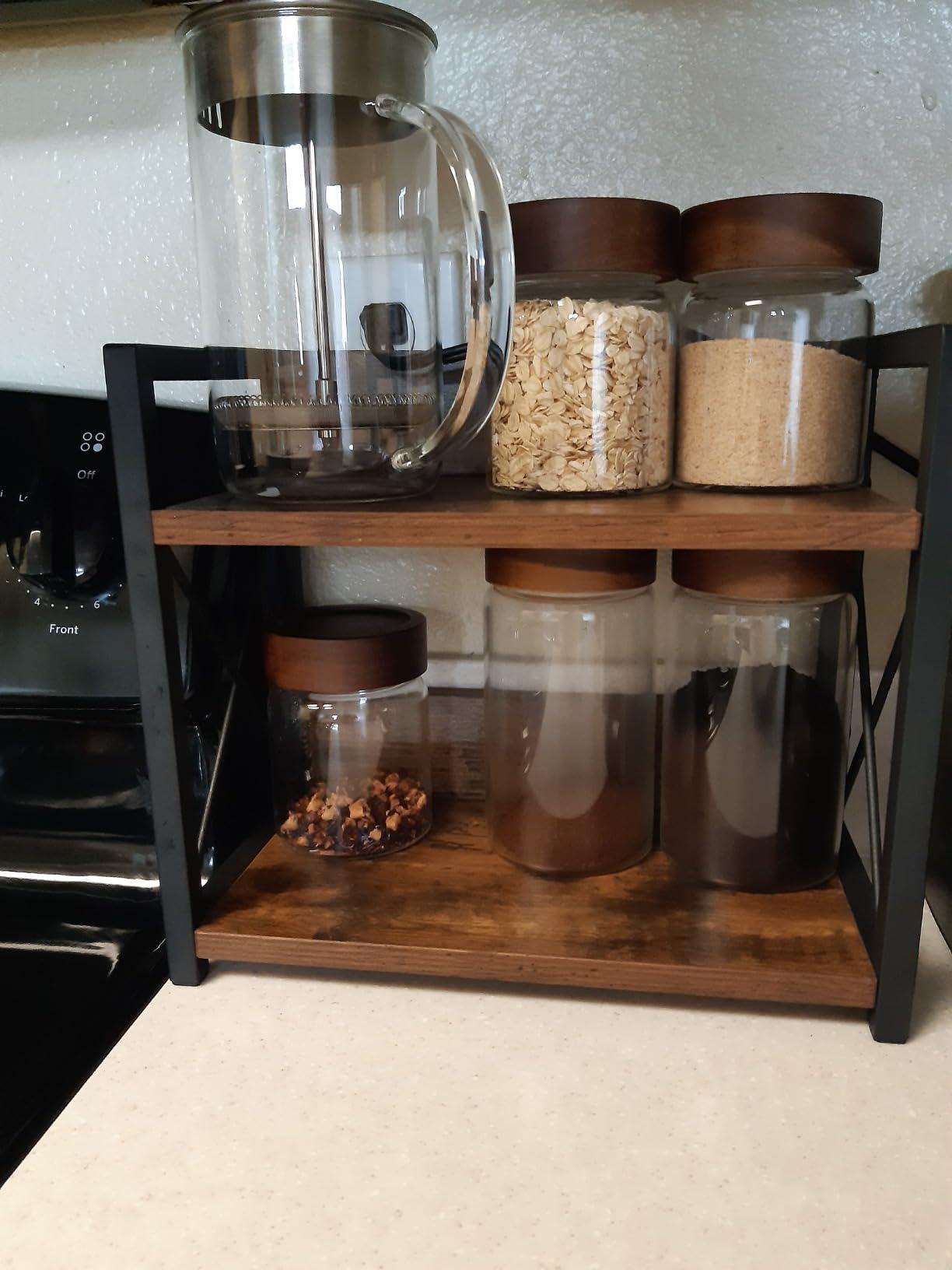 2 Tier Countertop Shelf Organizer – Kitchen Spice Rack & Coffee Counter ...